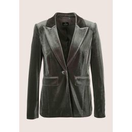 Madeleine Mode Jackenblazer MADELEINE "Samtblazer Eleganter Samtblazer mit breitem Revers", Damen, Gr. 36, grau (bleigrau), Obermaterial: 95% Polyester PES. 5% Elasthan EL., Modern, Blazer, Samt