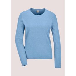 Madeleine Mode Longpullover MADELEINE "Pullover Leichtes Feinstrick-Oberteil mir Rundhals", Damen, Gr. 48, blau (rauchblau, melange), Obermaterial: 46% Modal CMD. 40% Polyacryl PAN. 14% Polyamid PA., Modern, Pullover Longpullover