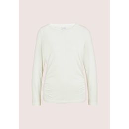 Madeleine Mode Langarmshirt MADELEINE "Shirt Langarm-Shirt mit gerafften Seiten", Damen, Gr. 46, wei&szlig; (wollwei&szlig;), Obermaterial: 95% Viskose CV. 5% Elasthan EL., Modern, Shirts Langarmshirt, Jerseyshirt
