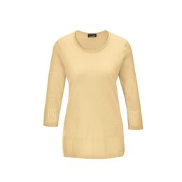 3/4 Arm-Pullover GOLDNER "Gepflegter Ajour-Pullover mit femininen Durchbr&uuml;chen", Damen, Gr. 42, gelb (pastellgelb), Obermaterial: 100% Polyacryl PAN., normal, Rundhals, Sonstiges, Pullover, Ohne