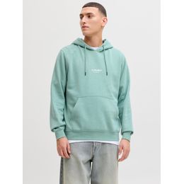 Jack & Jones Kapuzensweatshirt JACK & JONES "JJESOHO SWEAT HOOD NOOS", Herren, Gr. L, mineral blau, angeraute Sweatware, Obermaterial: 80% Baumwolle, 20% Polyester, unifarben, relaxed fit, Rippb&uuml;ndchen, Sweatshirts, Baumwollmischung, relaxed fit