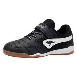 Indoorschuh Kangaroos "K-BRACEYARD EV", M&auml;dchen, Gr. 33, jet schwarz, wei&szlig;, Mesh, Synthetik, Schuhe, Hallenschuh f&uuml;r Kinder und Jugendliche, mit Klettverschluss