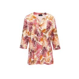 Print-Shirt GOLDNER "Figurschmeichelndes Drucktunika-Shirt", Damen, Gr. 42, orange (hagebutte, mandarine, gemustert), Obermaterial: 96% Viskose CV. 4% Elasthan EL., figurumspielend, Sonstiges, Shirts, schm&uuml;ckende Biesen an Vorderteil
