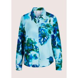 Madeleine Mode Langarmbluse MADELEINE "Hemdbluse Elegante Bluse mit Hemdkragen", Damen, Gr. 42, gr&uuml;n (mint, multicolor), Obermaterial: 100% Viskose CV., Modern, Blusen