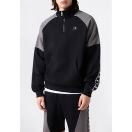 Sweatshirt Champion "Sports-inspired Interlock Half Zip Sweatshirt with Tape detailing", Herren, Gr. M, nbk, dgg, Obermaterial: 82% Baumwolle, 18% Polyester, normal, Rundhals, Sweatshirts Sweatshirt, komfortabler Schnitt, sportlicher Stil, Rundhalsausschnitt