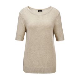 Rundhalspullover GOLDNER "Kurzgr&ouml;&szlig;e Pullover", Damen, Gr. 22, beige, Obermaterial: 57% Polyacryl PAN. 26% Polyamid PA. 17% Baumwolle CO., normal, Rippe, Pullover Rundhalspullover, Rippenb&uuml;ndchen