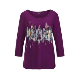 Print-Shirt GOLDNER "Shirt", Damen, Gr. 38, pink (beere), Obermaterial: 95% Viskose CV. 5% Elasthan EL., normal, U-Boot-Ausschnitt, Tubular, Shirts, stretchbequemer Viskosejersey