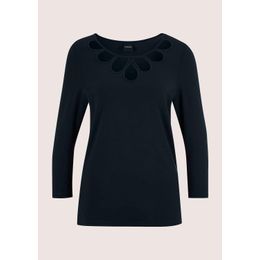 Madeleine Mode 3/4-Arm-Shirt MADELEINE "Blusenshirt Elegantes Oberteil mit Cut-Outs", Damen, Gr. 38, blau (marine), Obermaterial: 95% Viskose CV. 5% Elasthan EL., Modern, Shirts 3/4-Arm-Shirt, Cut outs