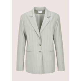 Madeleine Mode Jackenblazer MADELEINE "Blazer Eleganter Einreiher mit Nadelstreifen", Damen, Gr. 34, grau (silbergrau, silberfarben), Obermaterial: 63% Polyester PES. 33% Viskose CV. 2% Elasthan EL. 2% metallisierte Fasern MTF., Blazer, schimmerndes Effektgarn