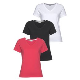 T-Shirt Eastwind, Damen, Gr. 32/34, bunt (schwarz, koralle, wei&szlig;), Single Jersey, Obermaterial: 100% Baumwolle, clean, unifarben, Basic, figurumspielend h&uuml;ftlang, Shirts T-Shirt, Kurzarm, figurumspielend, aus Baumwolle, im 3er-Pack, Topseller