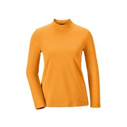 Longpullover GOLDNER "Stehkragenshirt mit Langarm", Damen, Gr. 42, orange (safran), Obermaterial: 92% Baumwolle CO. 8% Elasthan EL., Sonstiges, Pullover Longpullover, Ohne