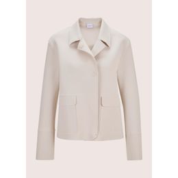 Madeleine Mode Jackenblazer MADELEINE "Kurzblazer Moderner Damenblazer mit Hemdkragen", Damen, Gr. 42, wei&szlig; (perlwei&szlig;), Obermaterial: 74% Baumwolle CO. 21% Polyester PES. 5% Elasthan EL., Modern, gerade, Blazer, Offene Schnittkanten