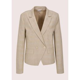 Madeleine Mode Jackenblazer MADELEINE "Kurzblazer Glencheck mit Reverskragen", Damen, Gr. 44, blau (berber, gletscherblau, multicolor), Obermaterial: 62% Polyester PES. 34% Viskose CV. 3% Elasthan EL. 1% metallisierte Fasern MTF., Modern, gerade, Blazer, &Auml;rmel mit Saumschlitz