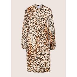 Madeleine Mode Midikleid MADELEINE "Midikleid Druckkleid mit Animal-Print", Damen, Gr. 38, N-Gr, kiesel, pfirsich, Obermaterial: 70% Lyocell CLY. 30% Leinen LI., Modern, Kleider Midikleid, Shiftform