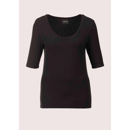 Madeleine Mode Kurzarmshirt MADELEINE "Shirt Sommerliches Basicshirt mit Rundhalsausschnitt", Damen, Gr. 34, schwarz, Obermaterial: 95% Viskose CV. 5% Elasthan EL., Modern, normal, U-Boot-Ausschnitt, Shirts