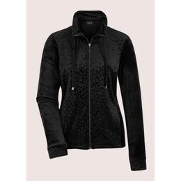 Madeleine Mode Kurzjacke MADELEINE "Sweatjacke Flauschige Nickijacke mit Rei&szlig;verschluss", Damen, Gr. 46, schwarz, Obermaterial: 90% Polyester PES. 10% Elasthan EL., Modern, Jacken Kurzjacke, Weiche Nicki-Qualit&auml;t