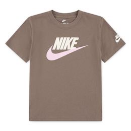 T-Shirt Nike Sportswear "NKN CLUB FAMILY S/S KNIT TOP", M&auml;dchen, Gr. 104 (4), mink braun, Obermaterial: 60% Baumwolle, 40% Polyester, Shirts T-Shirt, f&uuml;r Kinder, sportlicher Stil, f&uuml;r sportliche Aktivit&auml;ten