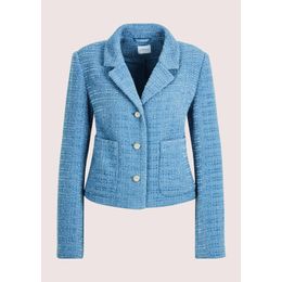 Madeleine Mode Jackenblazer MADELEINE "Chenilleblazer Moderner Einreiher mit 3D-Struktur", Damen, Gr. 36, blau (rauchblau, melange), Obermaterial: 70% Polyester PES. 30% Wolle WO., Modern, Blazer, 3-D Struktur mir Chenille Garn