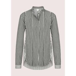Madeleine Mode Langarmbluse MADELEINE "Streifenbluse Blusenshirt mit Knopfdetails", Damen, Gr. 36, wollwei&szlig;, schwarz, Obermaterial: 100% Baumwolle CO., Modern, gerade, Blusen, Bluse mit seitlicher Naht und fake Kn&ouml;pfen