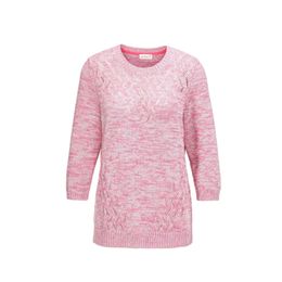 Rundhalspullover GOLDNER "Kurzgr&ouml;&szlig;e Pullover mit sch&ouml;nem Ajourmuster", Damen, Gr. 24, rosa (altros&eacute;, gemustert), Obermaterial: 87% Baumwolle CO. 13% metallisierte Fasern MTF., Rippe, Pullover Rundhalspullover, Feminine Ajoureins&auml;tze