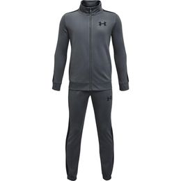 Trainingsanzug Under Armour "UA RIVAL KNIT TRACK SUIT", Jungen, Gr. S, pitch gray, schwarz, schwarz, Obermaterial: 100% Polyester, Sportanz&uuml;ge Trainingsanzug, F&uuml;r Kinder - Material innen weich angeraut