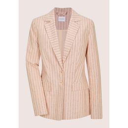 Madeleine Mode Jackenblazer MADELEINE "Blazer Eleganter Longblazer mit Nadelstreifen", Damen, Gr. 44, rosa (puderros&eacute;, bleigrau, melange), Obermaterial: 50% Leinen LI. 50% Viskose CV., Modern, gerade, Blazer, Streifenblazer