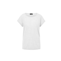 Kurzarmshirt GOLDNER "Kurzgr&ouml;&szlig;e Shirt in Leinenoptik", Damen, Gr. 20, wei&szlig;, Obermaterial: 80% Polyester PES. 20% Viskose CV., figurumspielend, U-Boot-Ausschnitt, Sonstiges, Shirts, U-Boot-Ausschnitt