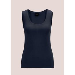 Madeleine Mode Tr&auml;gertop MADELEINE "Tanktop Tanktop mit breiten Tr&auml;gern", Damen, Gr. 34, blau (marine), Obermaterial: 95% Viskose CV. 5% Elasthan EL., Modern, schmal, Tops Tr&auml;gertop, Glatte Jerseyware
