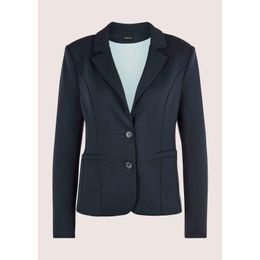 Madeleine Mode Jackenblazer MADELEINE "Blazer Jersey-Blazer in modischer Kurzform", Damen, Gr. 46, blau (marine), Obermaterial: 77% Polyester PES. 15% Viskose CV. 8% Elasthan EL., Modern, tailliert, Blazer, Jersey Blazr, Koffertauglich