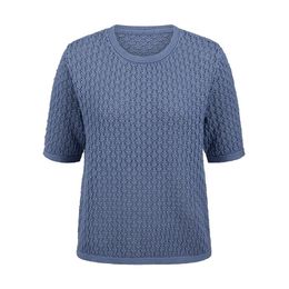 Peter Hahn - Rundhals-Pullover mit 1/2-Arm, blau, Gr. 36 / S - Baumwolle