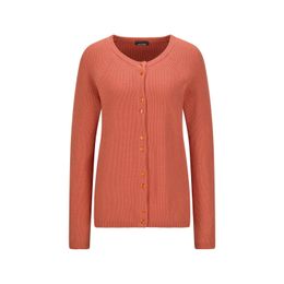 Strickjacke GOLDNER "Cardigan aus Baumwolle, Rundhals", Damen, Gr. 44, orange (terrakotta), Obermaterial: 100% Baumwolle CO., Modisch, Strickjacken Strickjacke, Piqu&eacute;-Optik