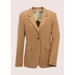 Madeleine Mode Jackenblazer MADELEINE "Jerseyblazer Eleganter Businessblazer mit Reverskragen", Damen, Gr. 42, beige (caramel, melange), Obermaterial: 41% Polyester PES. 36% Viskose CV. 19% Baumwolle CO. 2% Elasthan EL. 2% sonstige Fasern AF., Modern, Blazer, Jersey-Qualit&auml;t