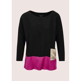 Madeleine Mode Langarmbluse MADELEINE "Bluse Moderne Bluse mit Farbspiel", Damen, Gr. 36, schwarz (magenta, schwarz, cappuccino), Obermaterial: 100% Viskose CV., Modern, Blusen