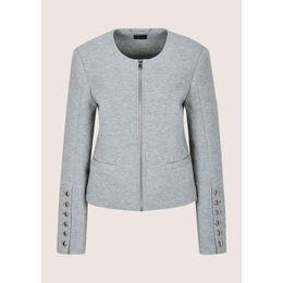Madeleine Mode Jackenblazer MADELEINE "Blazer Jerseyblazer mit grafischem Muster", Damen, Gr. 42, grau (steingrau, melange), Obermaterial: 98% Polyester PES. 2% Elasthan EL., Modern, gerade, Blazer, Markante Struktur