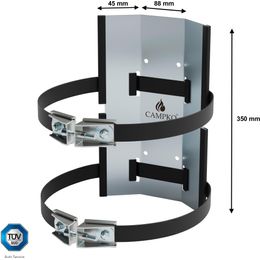 CAMPKO Gasflaschen Halter Set Edelstahl f&uuml;r &Oslash; 300mm Gasflaschen inklusive 2x Spannband und 2x Spannschloss - Gask&auml;sten & Befestigungen