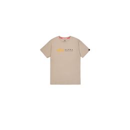 T-Shirt Alpha Industries "Alpha Label T-Shirt", Herren, Gr. S, beige (vintage sand), Obermaterial: 100% Baumwolle, Shirts T-Shirt