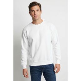 Sweatshirt Fruit of the Loom, Herren, Gr. M (48/50), wei&szlig;, angeraute Sweatware, Obermaterial: 80% Baumwolle, 20% Polyester, schmal h&uuml;ftlang, Rundhals, Rippb&uuml;ndchen, Sweatshirts Sweatshirt, im unifarbenen Design