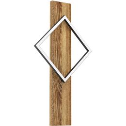 Eglo Wandleuchte "BOYAL Wandlampe - Stahl, Holz - LED - 1X13W - IP20", schwarz, braun rustikal, 1, H: 56cm, 1 Stk., Leuchten, Wandstrahler, Wandspot, Wohnzimmer, Flur, L30,5 x H56 x AL7,5 cm, Wandleuchte