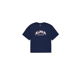 T-Shirt Alpha Industries "College T-Shirt", Damen, Gr. XS, blau (ultra navy), Obermaterial: 100% Baumwolle, Shirts T-Shirt