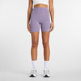Laufshorts New Balance "NB HARMONY HIGH RISE SHORT 6", Damen, Gr. XS, N-Gr, candied viol, Obermaterial: 78% Polyester, 22% Elasthan, Hosen Laufshorts, f&uuml;r Fitness und sportliche Aktivit&auml;ten, sportlicher Stil