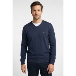 Strickpullover Fynch-Hatton "Fynch-Hatton Pullover mit V-Kragen", Herren, Gr. XL (56), blau (night), Strick, Obermaterial: 100% Baumwolle, unifarben, bequem h&uuml;ftbedeckend, V-Ausschnitt, Flachstrickb&uuml;ndchen, Pullover Strickpullover, aus Baumwolle, mit V-Ausschnitt, bequeme Passform, Topseller