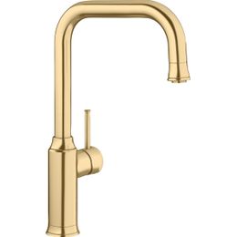 K&uuml;chenarmatur Blanco "LIVIA-S", satin gold, B:10,2cm H:36cm T:25cm, Messing, Armaturen, K&uuml;chenarmatur, Hochdruck, mit ausziehbarem Auslauf