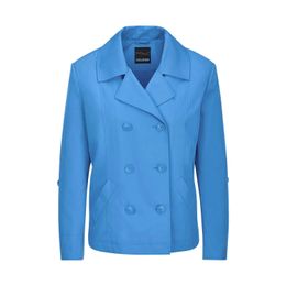 Jackenblazer GOLDNER "Elegante Kurzjacke mit Reverskragen", Damen, Gr. 40, blau, Obermaterial: 68% Baumwolle CO. 32% Polyester PES., gerade, Blazer Jackenblazer, Ziern&auml;hte