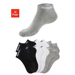 Sportsocken Bench., Damen, Gr. 35-38, schwarz-wei&szlig; (4x schwarz, 4x wei&szlig;, 4x grau, meliert), Baumwollmischung, unifarben, elastisch, Socken Sportsocken, Tennis Kurzsocken mit Halbfu&szlig;frottee, Topseller