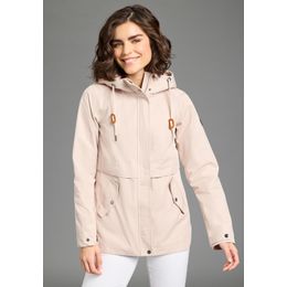 Outdoorjacke Kangaroos, Damen, Gr. 42, beige, Web, Obermaterial: 66% Baumwolle, 34% Polyester. Futter: 100% Polyester, kontrastfarbene Details, unifarben, Jacken Outdoorjacke, &Uuml;bergangsjacke gef&uuml;tterte Kapuze, Kordelzug, Klappentaschen