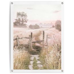 Poster Reinders "Nature Walk", beige (farbe bild(er): beige), B:60cm H:80cm T:0,1cm, Bilder, Poster, Garten - Landschaft - Landleben - Sommer - Neblig - Beige - Leinwand