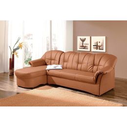 Ecksofa DOMO collection "Papenburg, zeitlose R&uuml;ckensteppung, elegante Formensprache, L-Form", orange (pfirsich), B:235cm H:84cm T:140cm, Kunstleder SOFTLUX;Luxus-Microfaser (100% Polyester);Struktur ( 90% Polyester, 10% Polyacryl);Microfaser PRIMABELLE (100% Polyester), Sofas, Ecksofa, in gro&szlig;er Farbvielfalt, wahlweise mit Bettfunktion