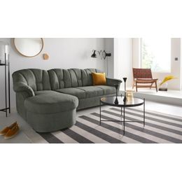 Ecksofa DOMO collection "Papenburg, zeitlose R&uuml;ckensteppung, elegante Formensprache, L-Form", gr&uuml;n (dunkelgr&uuml;n), B:235cm H:84cm T:140cm, Kunstleder SOFTLUX;Luxus-Microfaser (100% Polyester);Struktur ( 90% Polyester, 10% Polyacryl);Microfaser PRIMABELLE (100% Polyester), Sofas, Ecksofa, in gro&szlig;er Farbvielfalt, wahlweise mit Bettfunktion