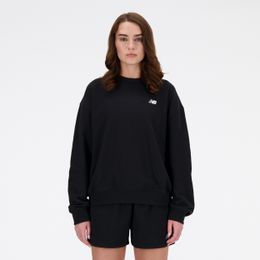 Sweatshirt New Balance "Sport Essentials French Terry Crew", Damen, Gr. M, schwarz, Obermaterial: 60% Baumwolle, 40% Polyester, Sweatshirts Sweatshirt, lockere Passform, mit Rundhalsausschnitt