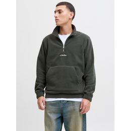 Jack & Jones Sweatshirt JACK & JONES "JJSOHO HALFZIP FLEECE", Herren, Gr. S, rosin, angeraute Sweatware, Obermaterial: 100% Polyester, bedruckt, regular fit normal, hoch geschlossener Ausschnitt, Rippb&uuml;ndchen, Sweatshirts Sweatshirt, Kunstfaser, relaxed fit